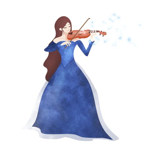 拉小提琴的女孩音乐主题插画