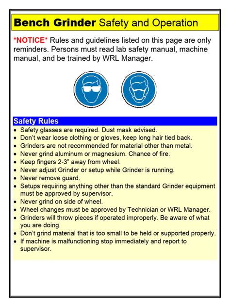 Bench Grinder Safety Guidelines Pdf