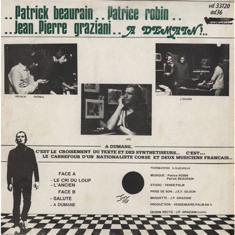 A Dumane à Demain Enregistré Par Jef Gilson Palm Synth Pop Politique Couverture Jp