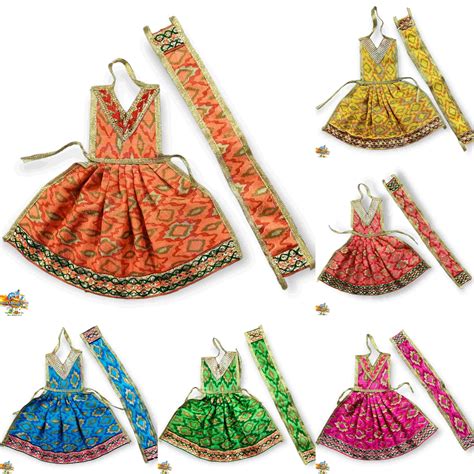 Silk Jama Dress Set Of 6 Devi Poshak With Attached Choli And