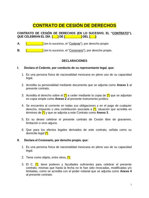Modelo De Contrato De Cesión De Derechos Pdf Gobierno Justicia