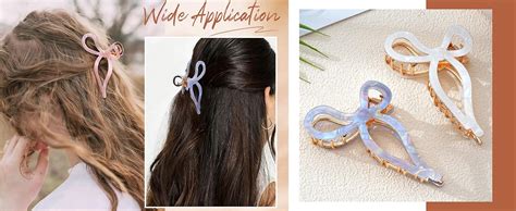 Mesovor 2 Pack Gold Metal Bow Hair Claw Clips Nonslip 43