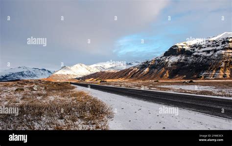 Landscapes Around Iceland Driving The Ring Road Winter Time Stock