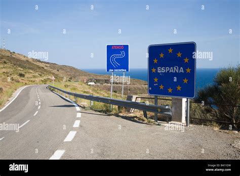 French And Spanish Border In Costa Brava Shot September 2008 Stock