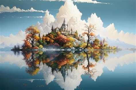 Premium Ai Image Pristine Reflections A Captivating Visual Display For Prodigious Presentations