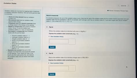 Solved Oxidation States Oxidation States Are Important Chegg Com