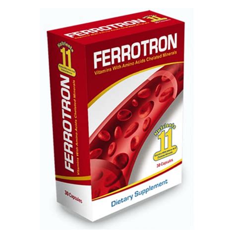 Ferrotron Iron Zinc Copper Molybdenum Vitamins B1 B2 B6 B12 Folic Acid Vitamin C