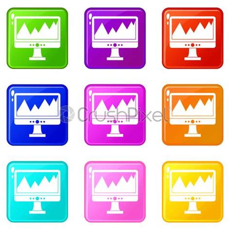 Monitor And A Chart Set Stock Vector Crushpixel