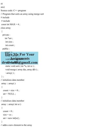 A Write The Recursive Function In C To Sort A Set Of Data Using M Pdf