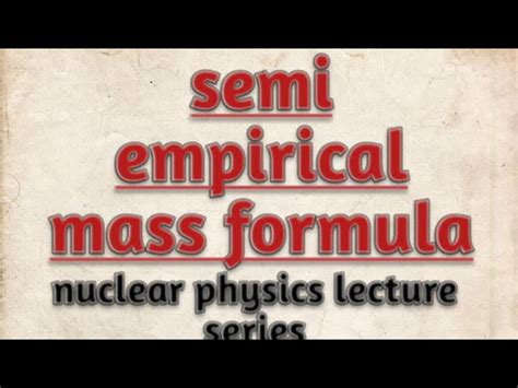 Mass Formula Physics