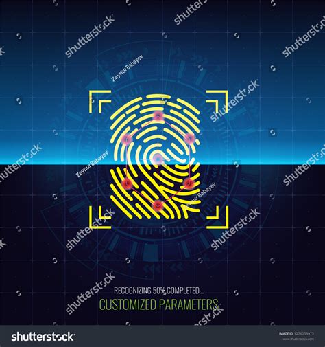 Fingerprint Scanning Identification Recognizing System Process Stock Vector Royalty Free