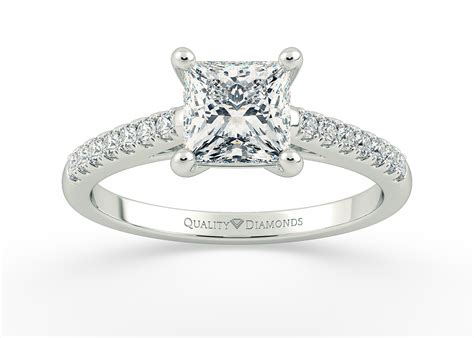 One Carat Lab Grown Princess Diamond Set Diamond Engagement Ring In