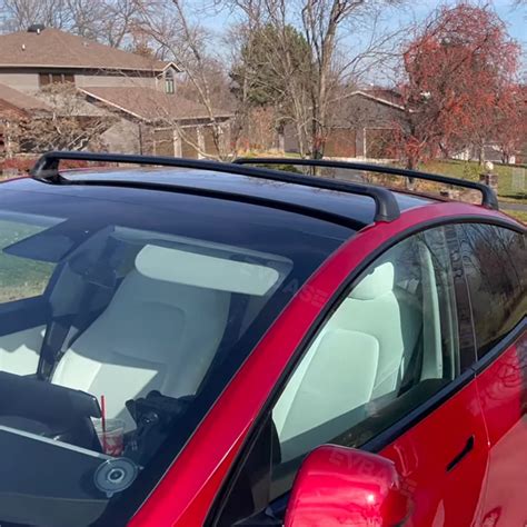 Tesla Model 3 Y Crossbar Roof Rack Lockable Cargo Carrier 2pcs Evbase