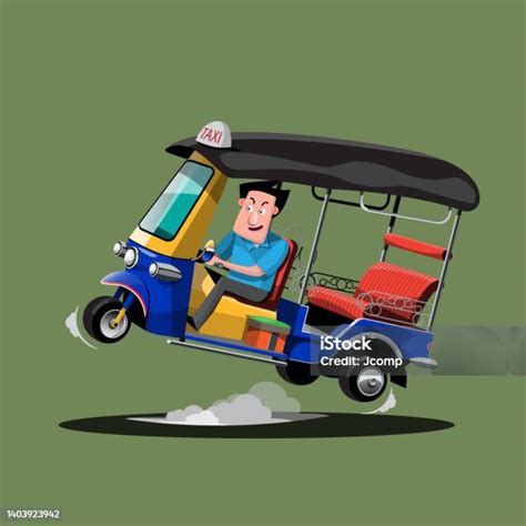 툭툭 태국 택시 자동 인력거 세발 자전거 택시 태국 공공 서비스 택시에 대한 스톡 벡터 아트 및 기타 이미지 택시 3 명