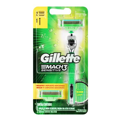 Rastrillo Recargable Y Cartucho Gillette Mach3 Sensitive 3 Piezas Delsol
