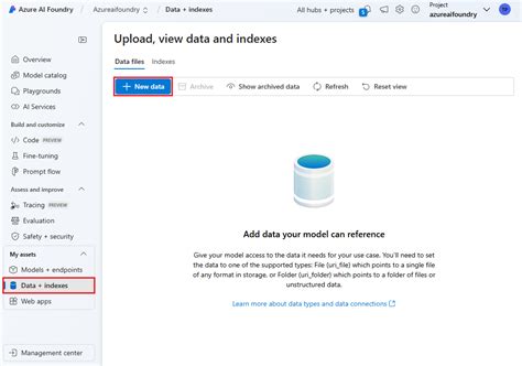 如何在 azure ai foundry 项目中添加和管理数据 azure ai foundry microsoft learn