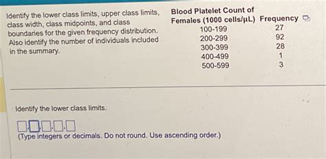 Solved Identify The Lower Class Limits ﻿upper Class Limits