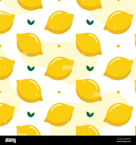 Lemon Slice Seamless Pattern Cute Colorful Summer Pattern Fresh Lemon Background With Green