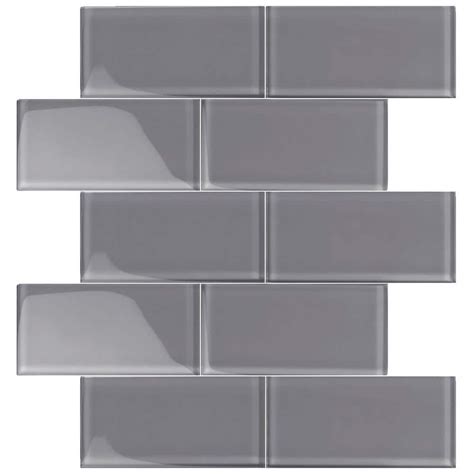 Reviews For Apollo Tile Dark Gray 3 In X 6 In Polished Glass Mosaic