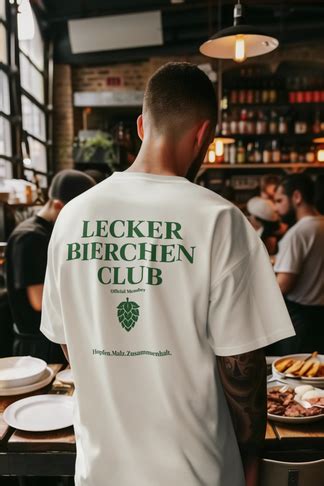 Lecker Bierchen Club Rückendruck Premium Unisex T Shirt Weinkumpel