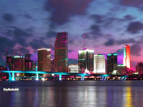 Neon Miami Skyline By Stylistic86 On Deviantart