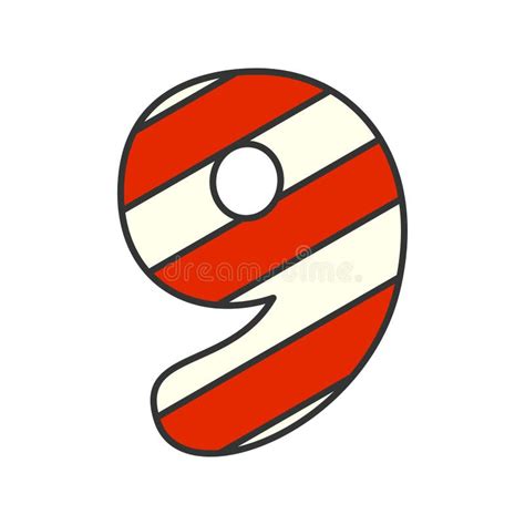 Number 9 Candy Cane Vector Illustration Stock Vector Illustration Of