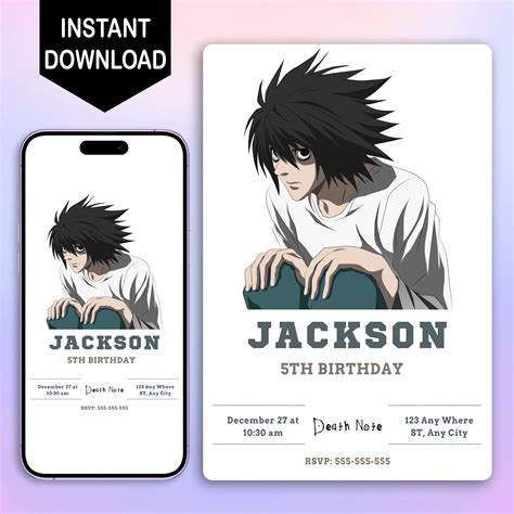 Death Note Birthday Invitation Template Creativerino
