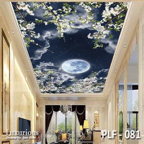 Jual Wallpaper 3d Custom Plafon Wallmural Flower Ruang Tamu Sticker Langit Awan Malam Ceiling