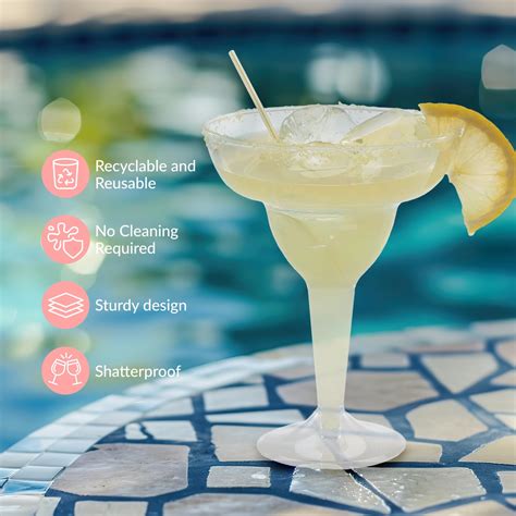 50 Clear Plastic Margarita Glasses 12oz Heavy Duty