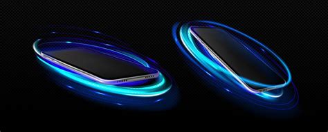 Free Vector Realistic Set Of 3d Smartphones With Light Effect