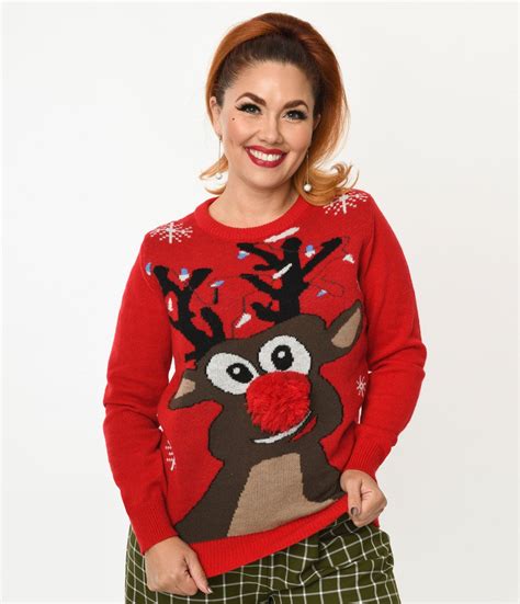 Red Rudolph Holiday Sweater Unique Vintage