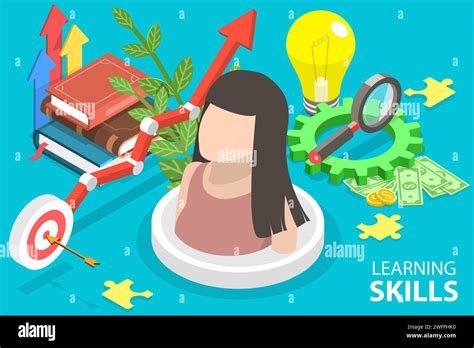 3d Isometric Flat Vector Conceptual Illustration Of Learning Skills