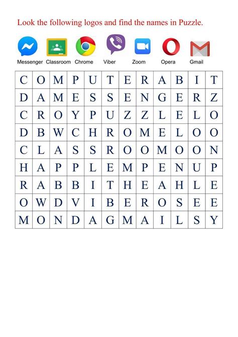 Computer Puzzle Worksheet Computer Literacy Computer Lessons