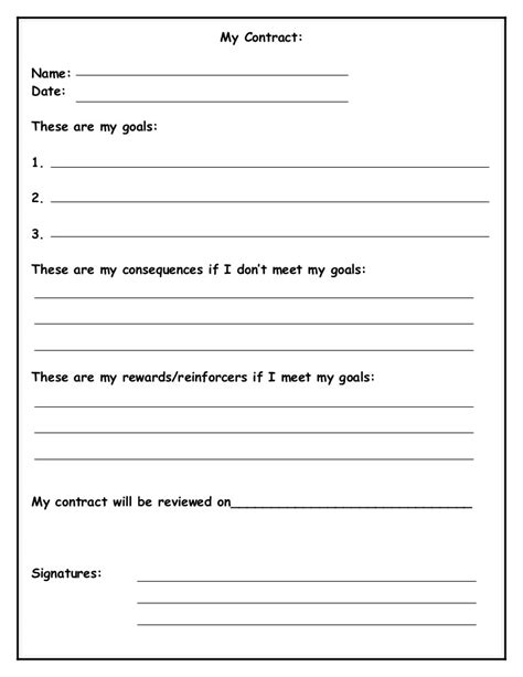 Behavior Contract Template Elementary Behavior Contract Example Williamson