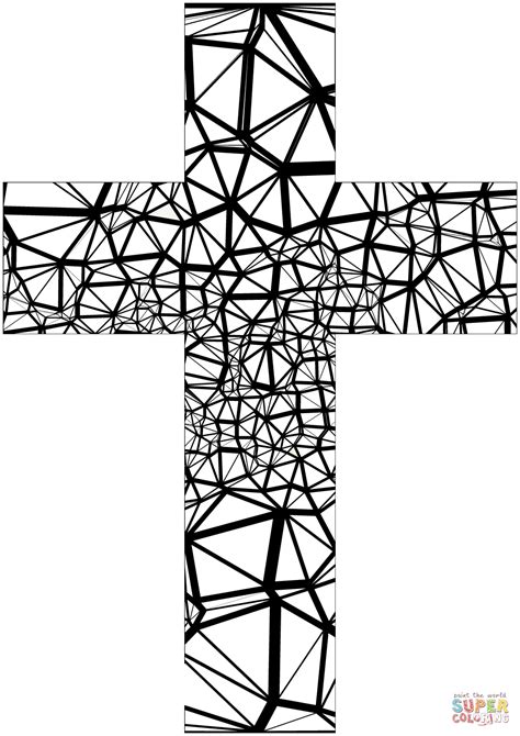 Stained Glass Cross Coloring Pages