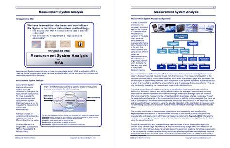 Measurement System Analysis Reference Guide Isixsigma