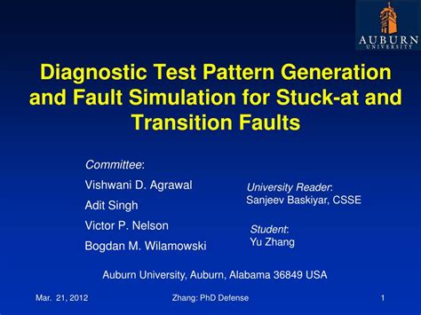 ppt diagnostic test pattern generation and fault simulation for stuck