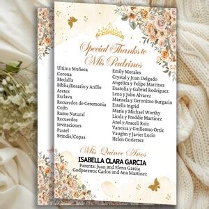 Champagne Cream And Gold Quinceanera Program Template Order Of Events