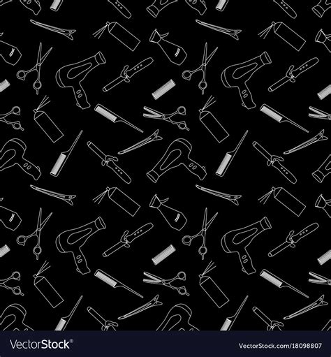Seamless Pattern For Barbershop Black Background Vector Image