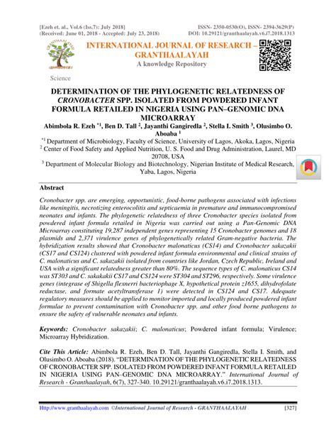 Pdf Determination Of The Phylogenetic Relatedness Of Cronobacter Spp