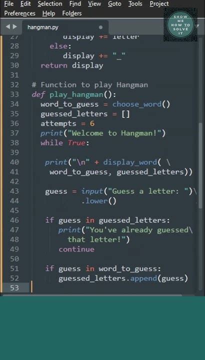 How To Code Hangman In Python Python For Beginners Short Python Programming Youtube