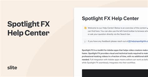 Spotlight Fx Help Center