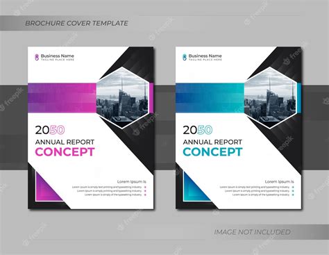 현대 기업 비즈니스 연례 보고서 디자인 또는 브로셔 표지 템플릿 프리미엄 벡터