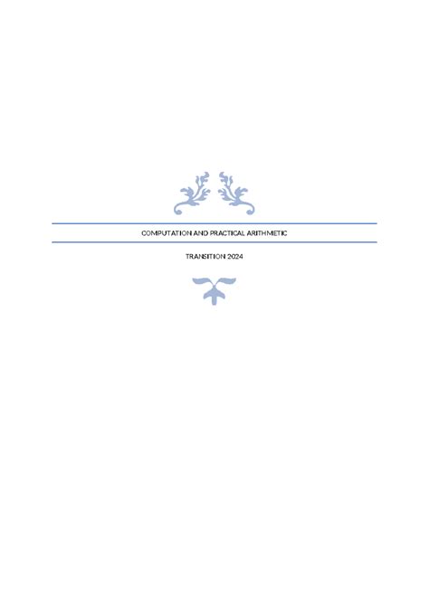 Computation And Practical Arithmetic Assumed Knowledge 1