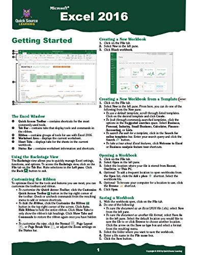 Excel 2016 Quick Source Reference Guide Quick Source 9781935518655