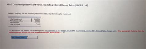 solved m11 7 calculating net present value predicting