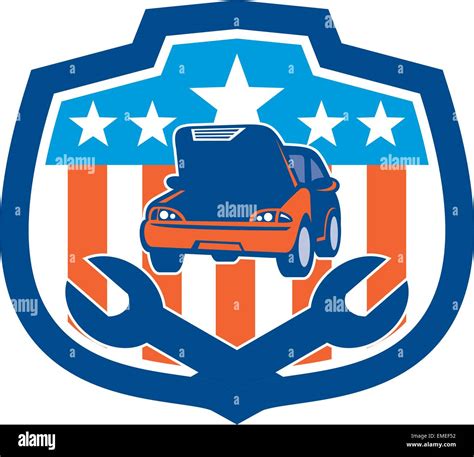 Car Repair Spanner Shield Retro Stock Vector Image And Art Alamy