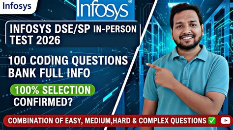 Infosys 100 Coding Questions🔥 Dsesp 4 Jan In Person Test 2026 Easy