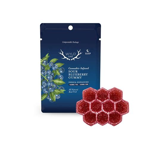 Wyld One 11 Thccbn 100mg Sour Blueberry Indica Single Gummy 20g
