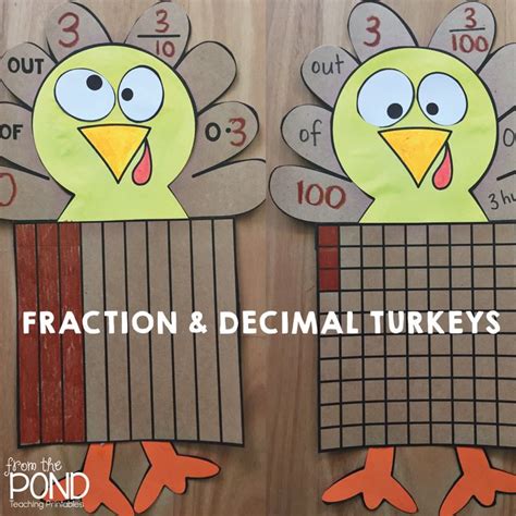 Decimal Craft Turkey Math Workshop Math Center Activities Fun Math